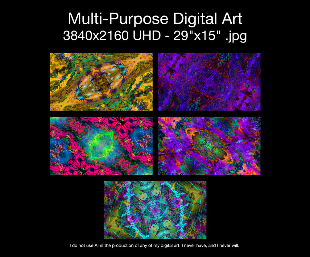 5 Pack Multi Purpose 4K Digital Art #15 - Psychedelic printable art for ...