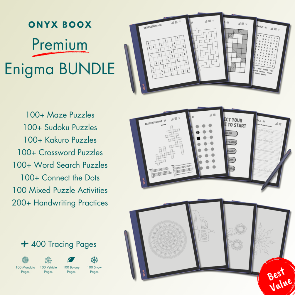 Onyx Boox PREMIUM Puzzle Bundle - Pack of 9 + 1 Ultimate Brain Teasers ...