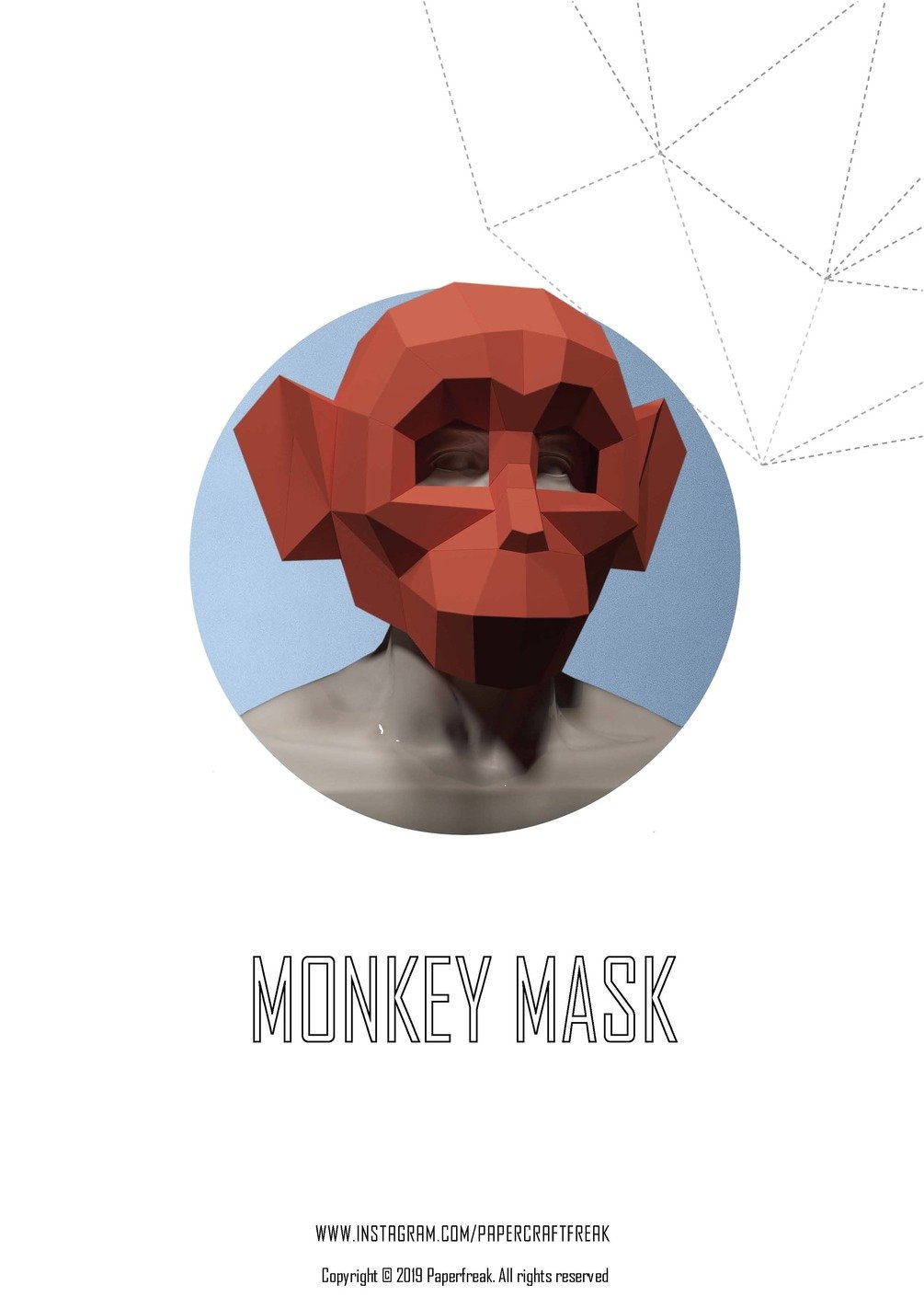 Papercraft 3D MONKEY MASK halloween pepakura carnival