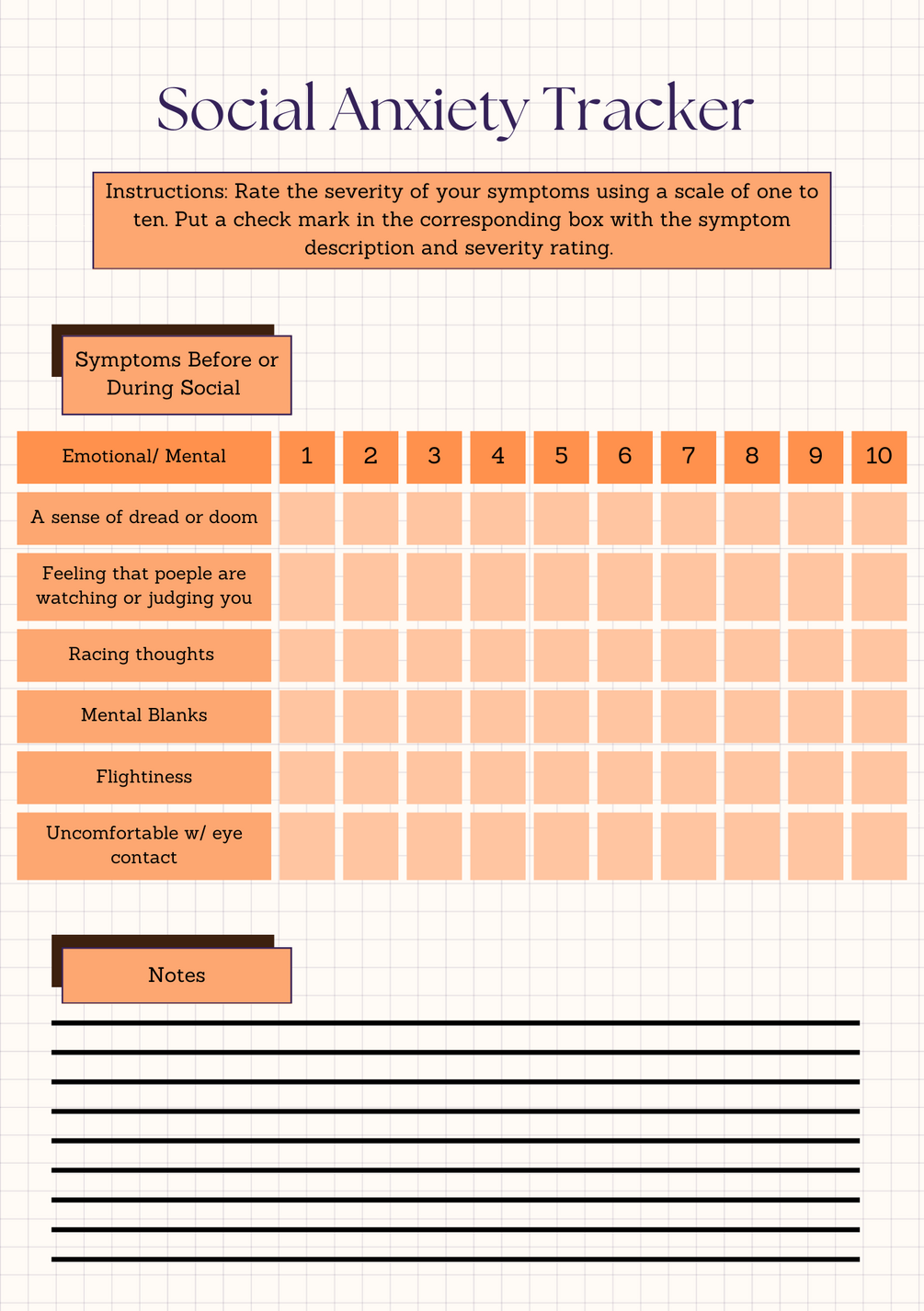 Social Anxiety Tracker Worksheets