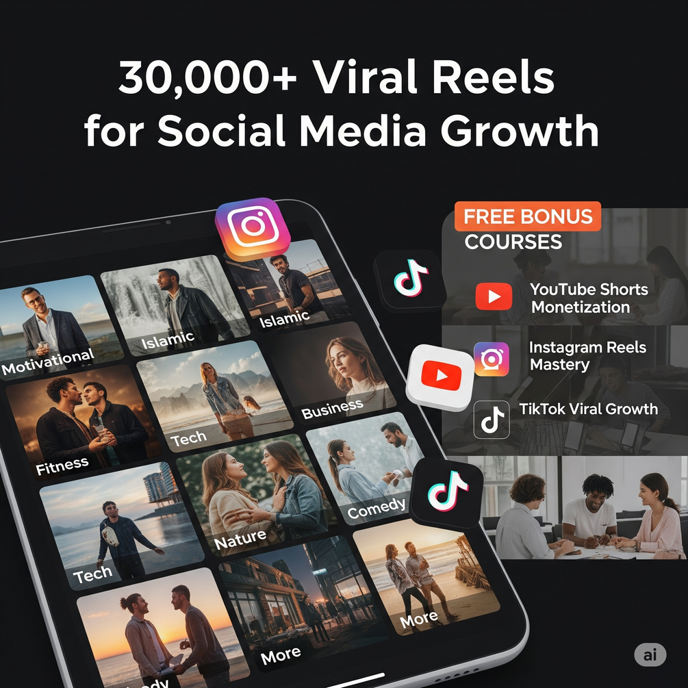 30,000+ Viral Reels Mega Bundle (30+ Niches) + FREE Instagram, YouTube ...