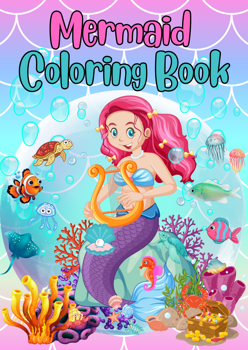 Coloring Book: Underwater Mermaid - Color Beautiful Mermaids & Ocean Scenes