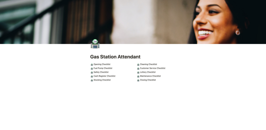 Notion - Gas Station Attendant Checklists