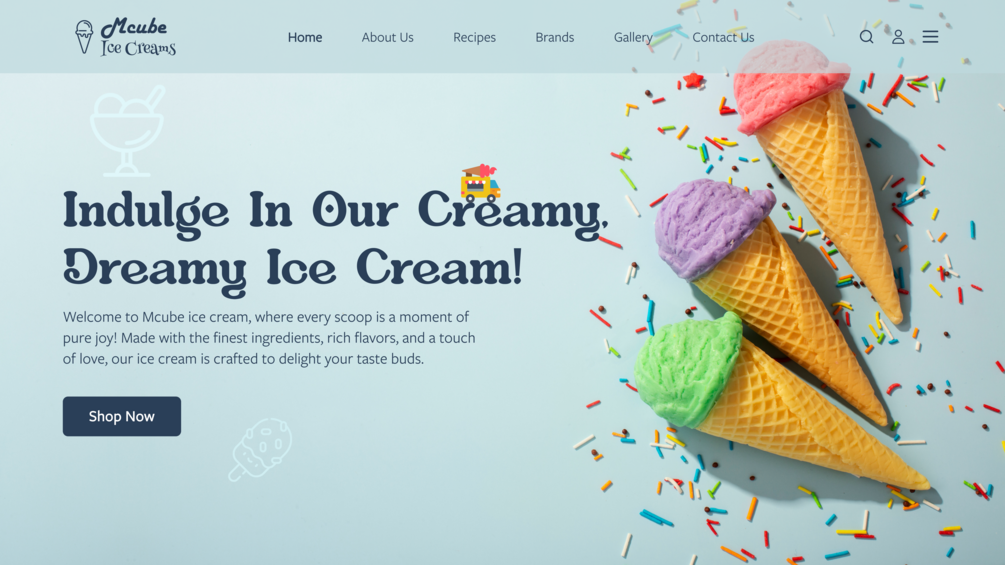Delicious Ice Cream Shop Website UI Design - Figma Template