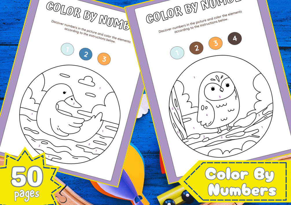 Coloring by Number with 50 pages Printable pages for kids ages 4+