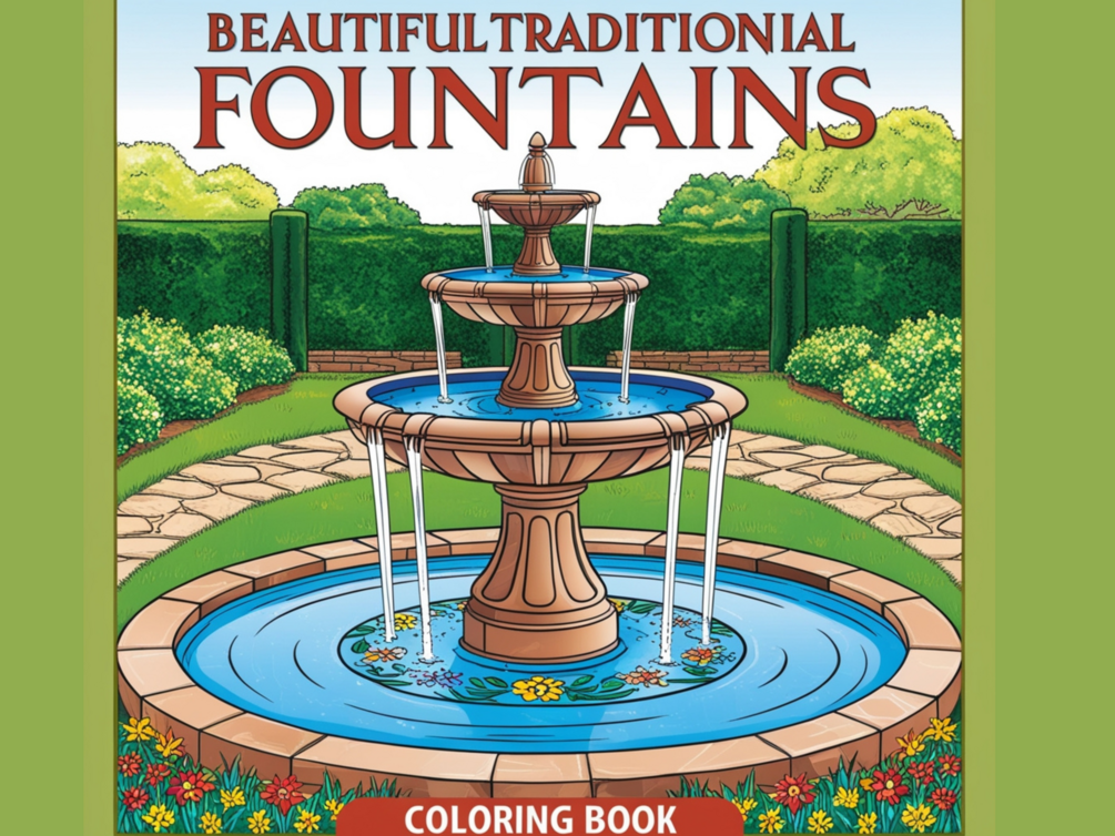 traditional Fountains Coloring Book for Adults and Teens Simple and ...