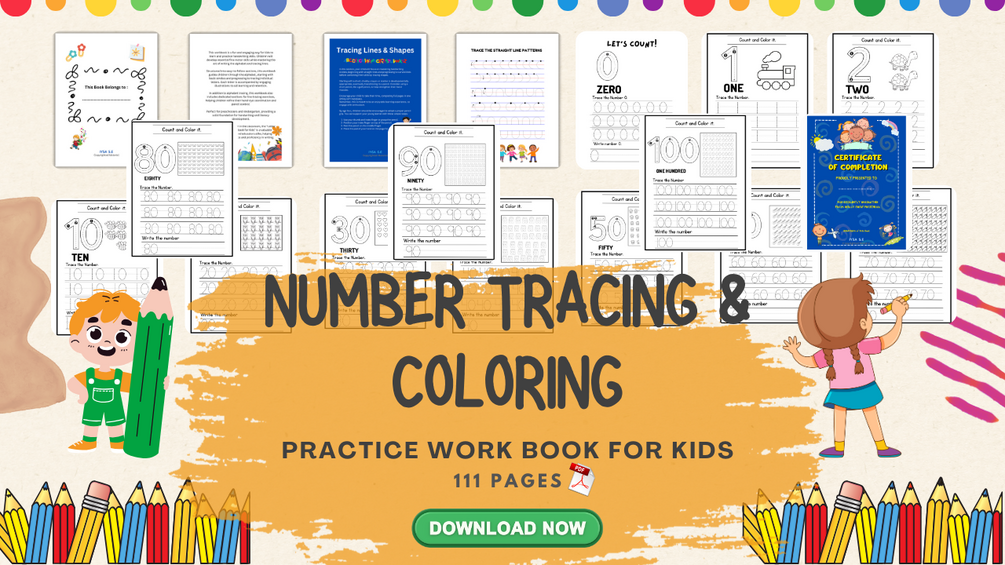Number Tracing & Coloring Workbook for Kids 1-100