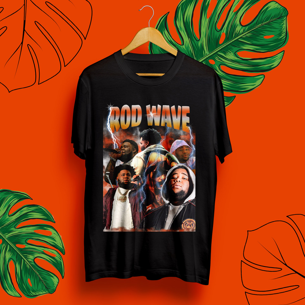 ROD WAVE VINTAGE FAN TEE SHIRT. ROD WAVE TOUR. ROD WAVE. FRONT SIDE TEE ...