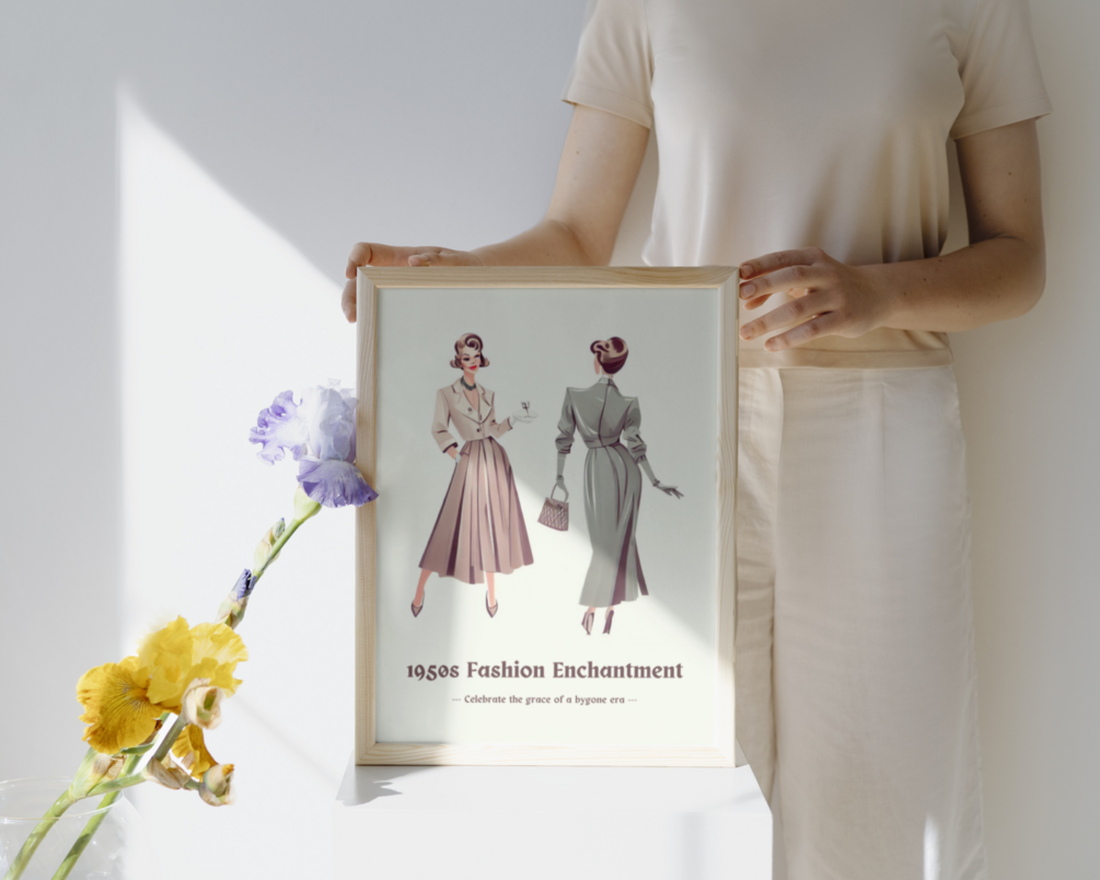 1950s Vintage Fashion Illustration Print, Elegant Wall Art, Timeless ...