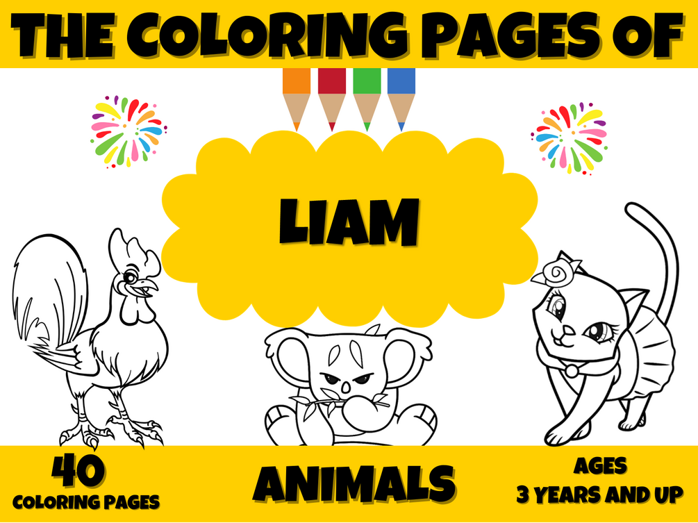 LIAM Coloring Pages, Animal coloring book for children named LIAM ...