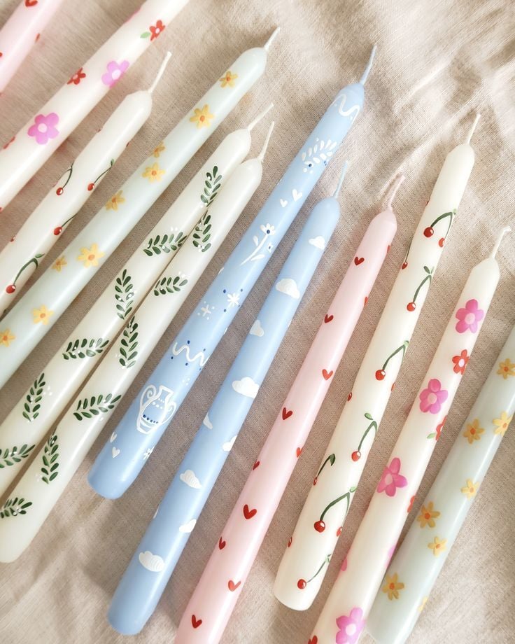 Painted Taper Candles - Get four custom made candles