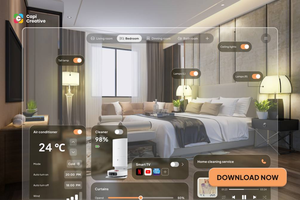 Smart Home Web - Glass Morphism Design Style