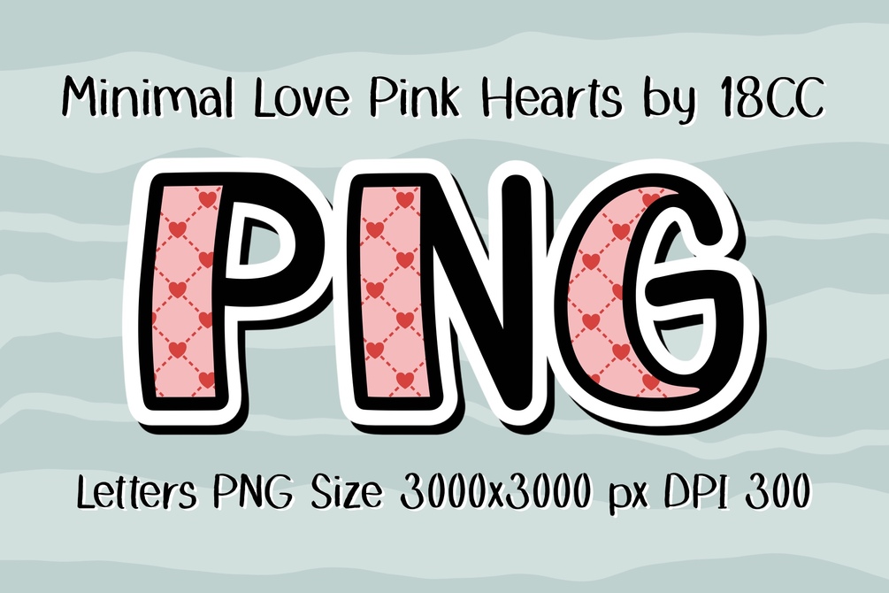 Minimal Love Pink Hearts Letters ‪PNG‬