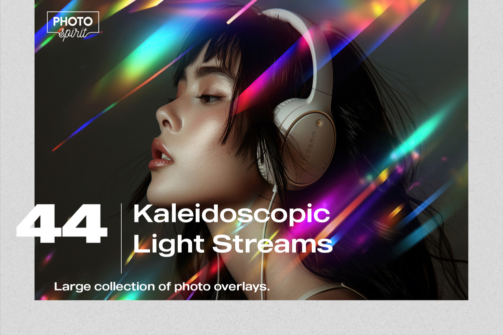 44 Kaleidoscopic Light Streams Effect Photo Overlays