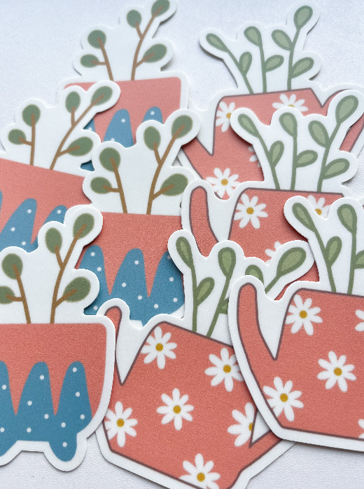 Potted plants sticker set