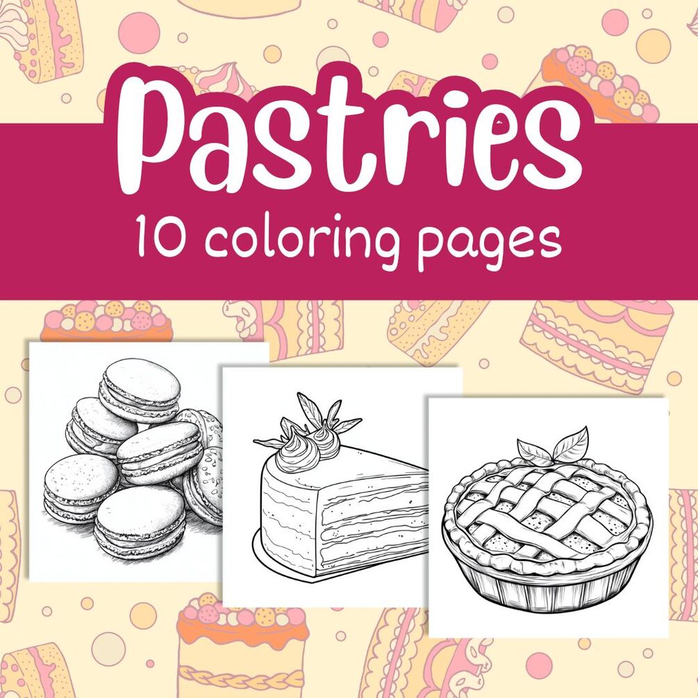 Printable colouring pages : pastries time