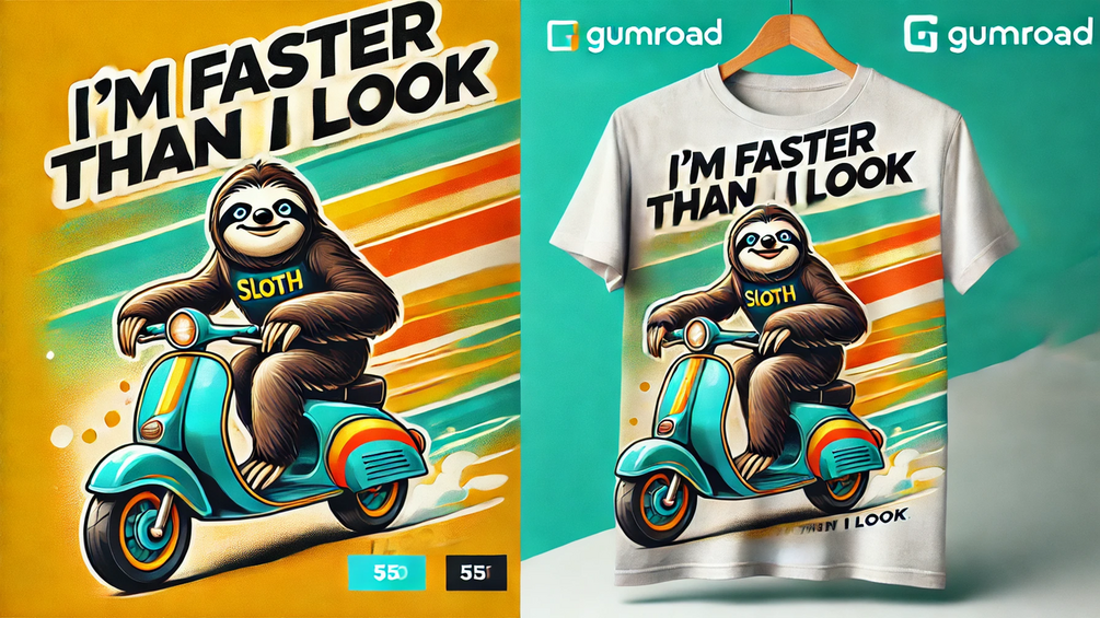 "I'm Faster Than I Look" Sloth Scooter T-Shirt Design
