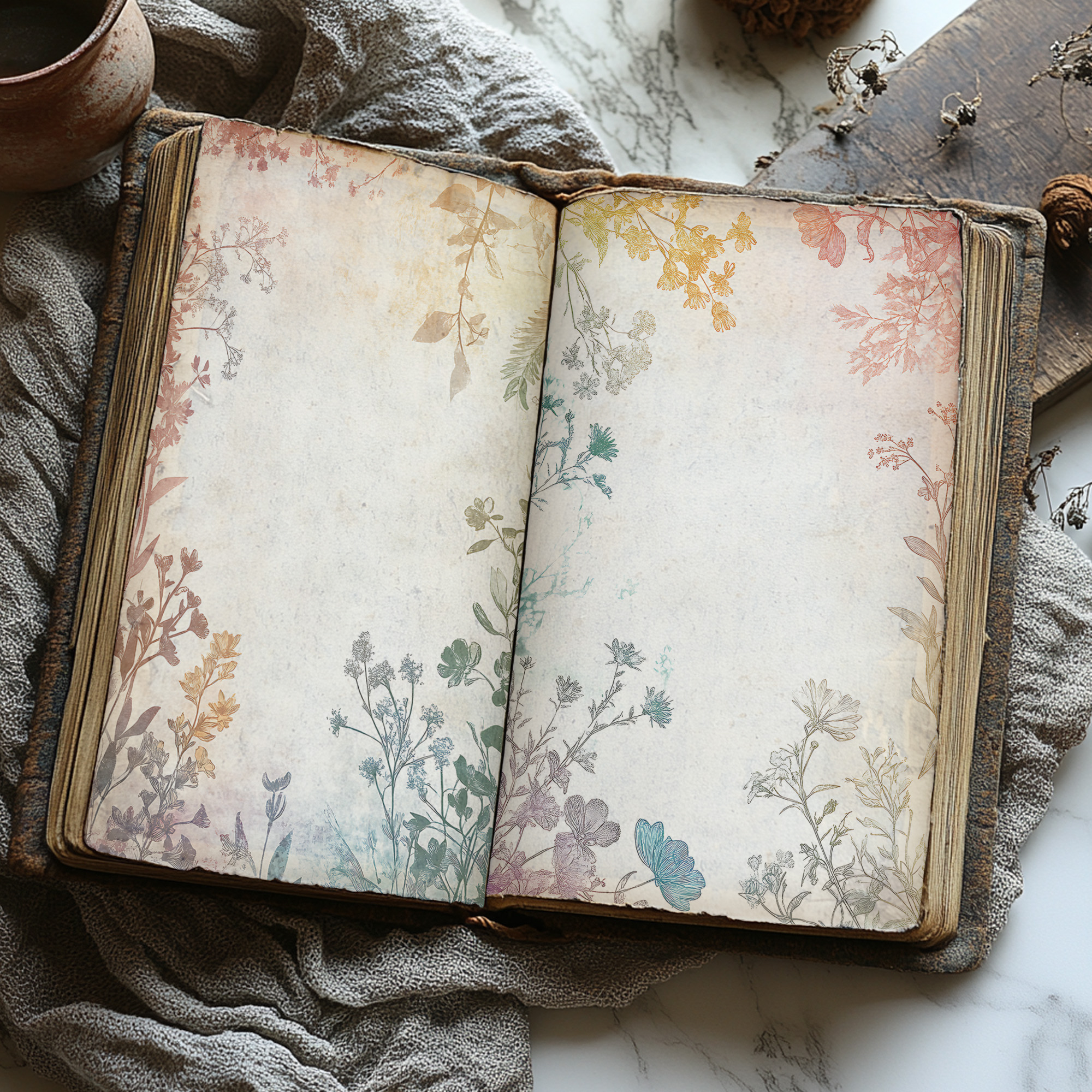 20 pc Wildflower Border in Pretty Colors of the Rainbow Printable Junk ...