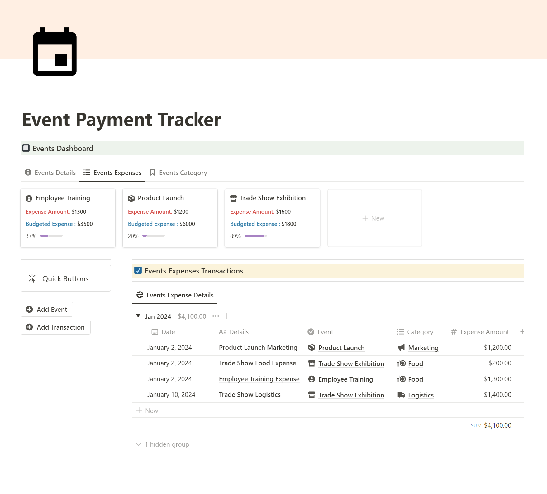 Notion Event Payments Tracker - Sanat | The Accountant Guy (Finance ...