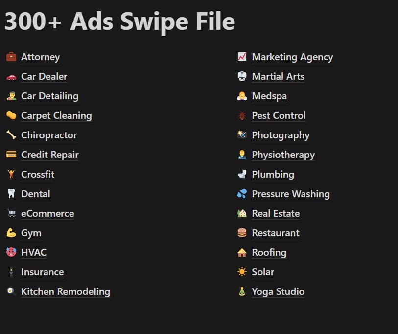 300+ Proven Facebook™ Ads Swipe File