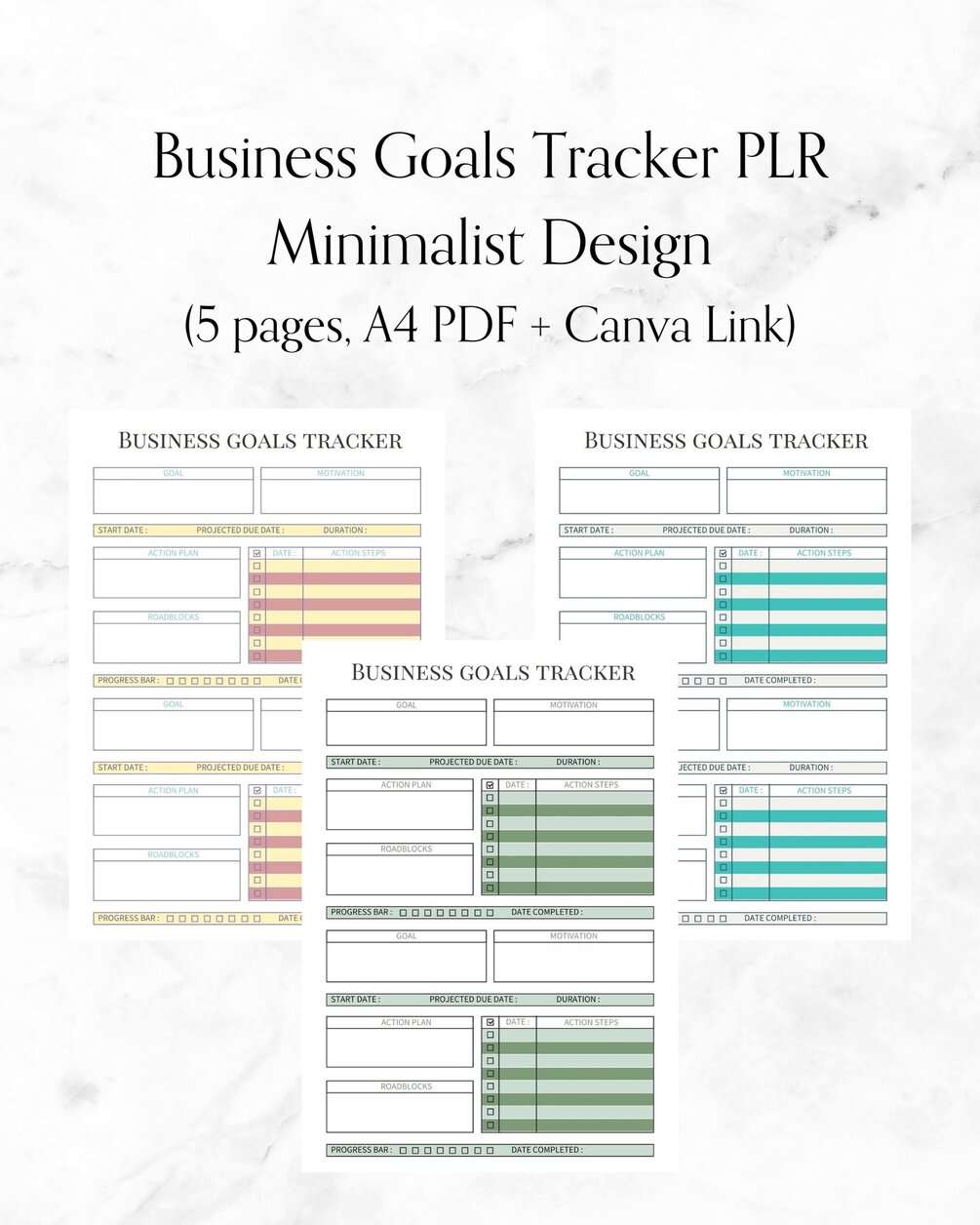 Business Goals Tracker PLR - Minimalist Design