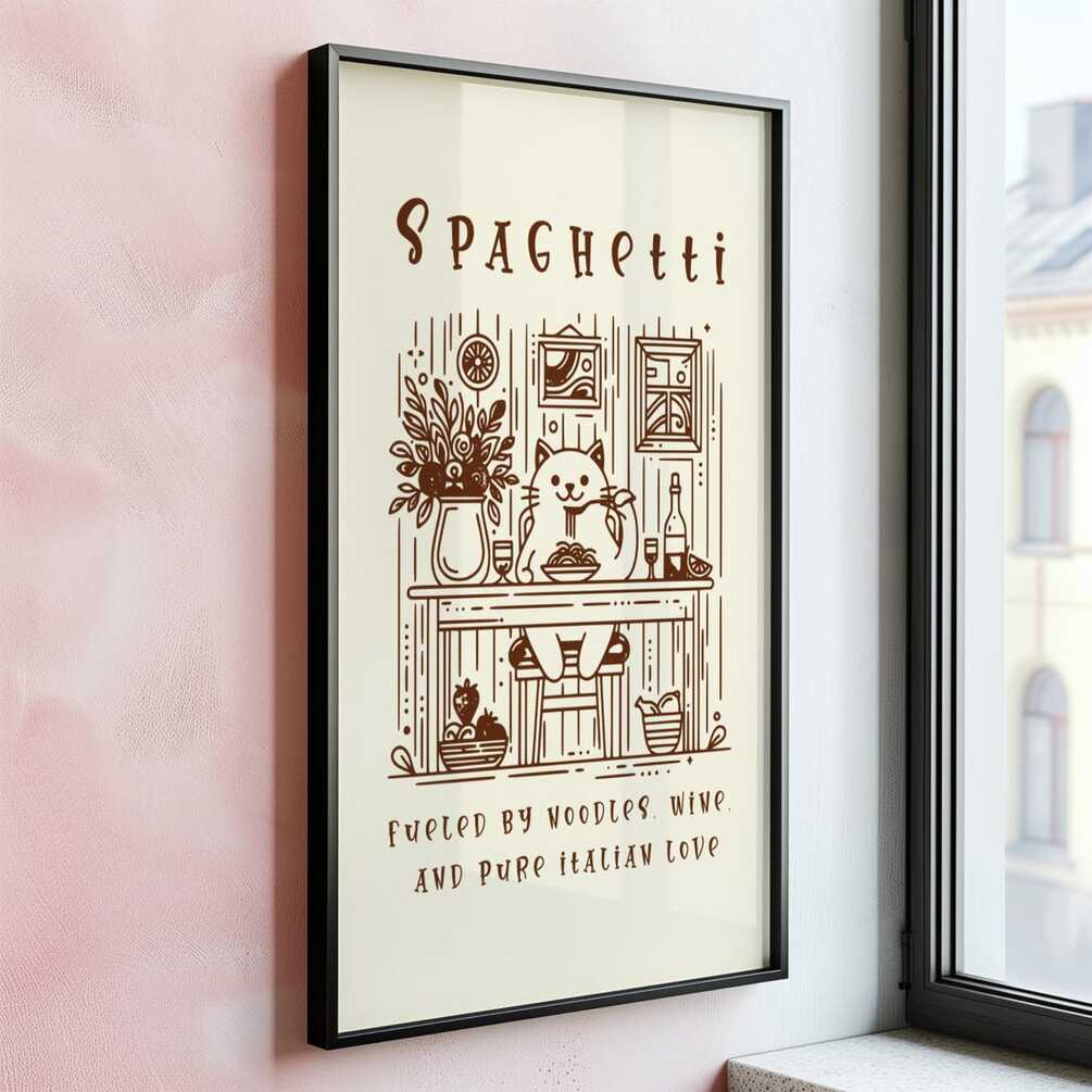 Pasta Lover Print Gift | Line Art Kitchen Wall Decor | Home Cook Gift ...