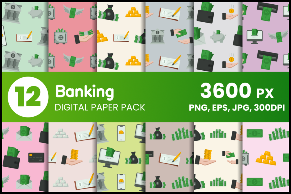 Banking 12 Digital Paper Set