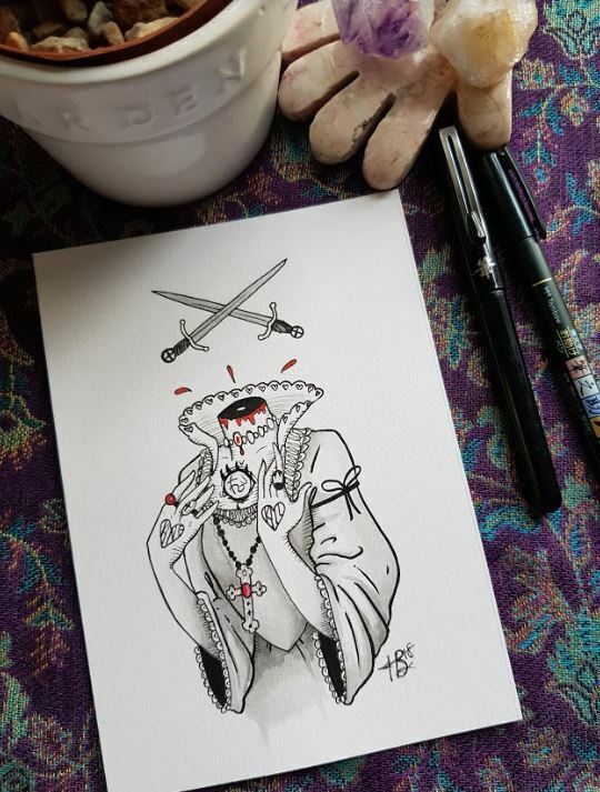 Headless Queen Ink Drawing