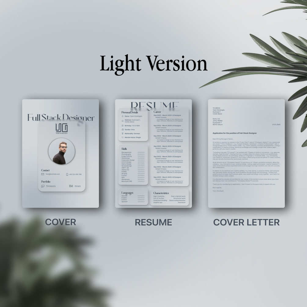 3x Modern CV Templates - Tailored for Creatives in Tech, Design & UI/UX