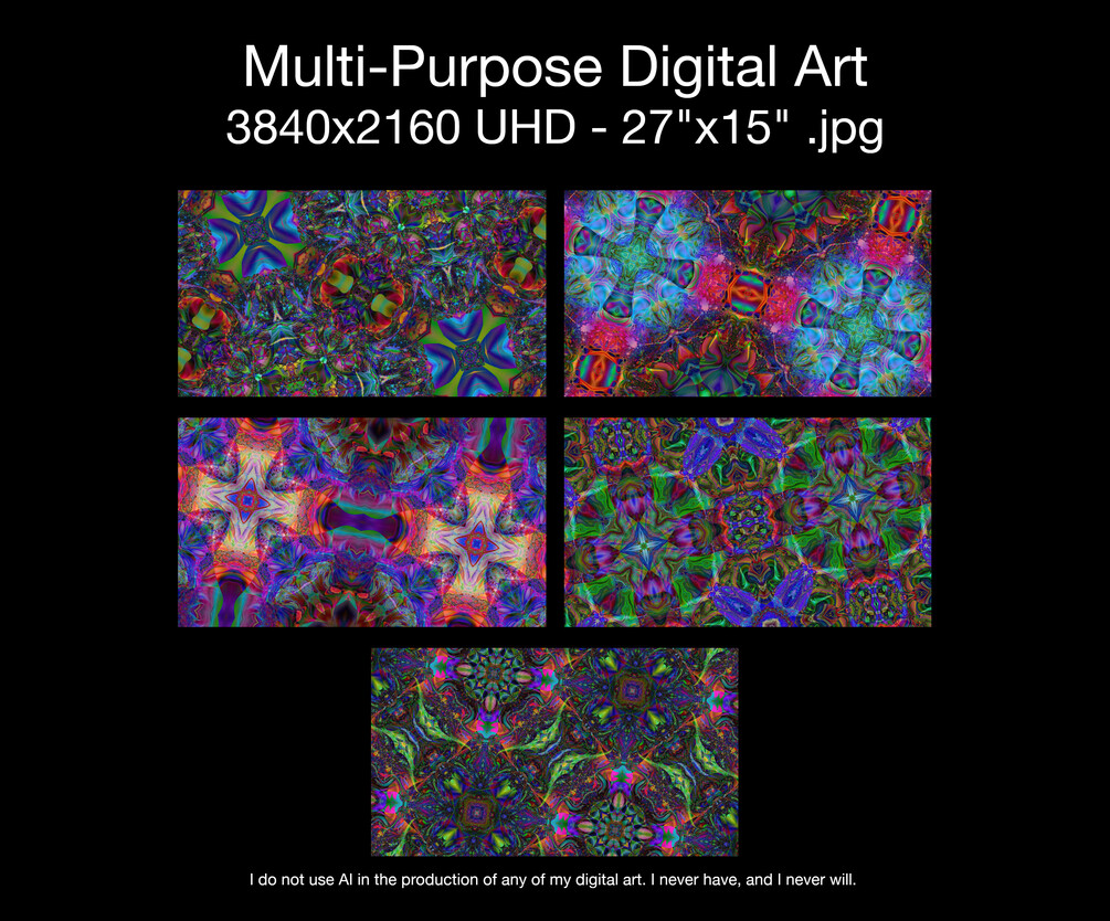 5 Pack Multi Purpose 4K Digital Art #25 - Psychedelic printable art for ...