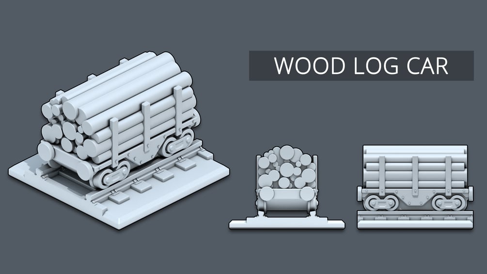Flat Car With Logs - STL files for 3D printing - Trains & Rails World ...