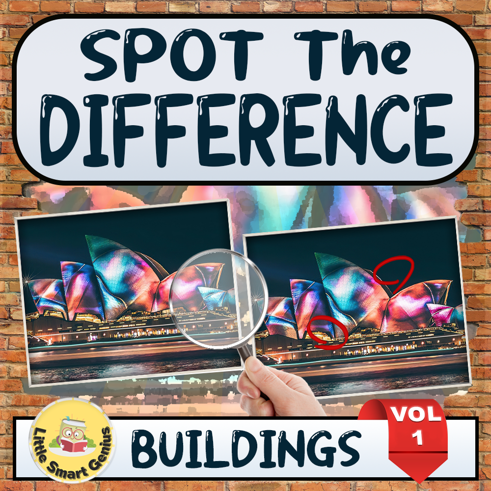 Spot the Difference | Picture Puzzle Visual Perception Activity | Buildings Vol.1