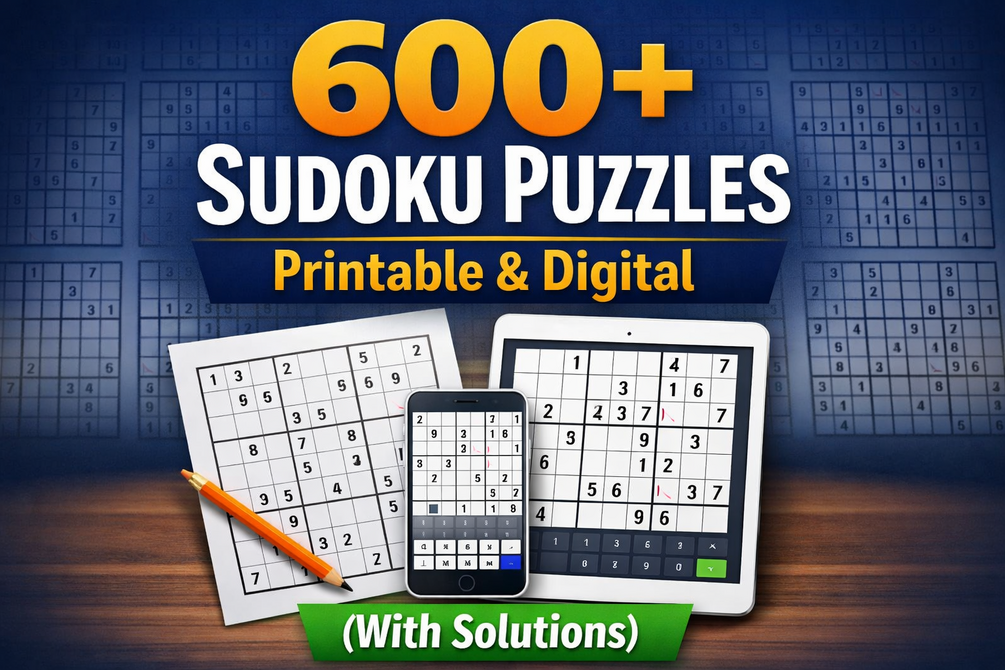 600+ Sudoku Puzzles – Printable & Digital (With Solutions)