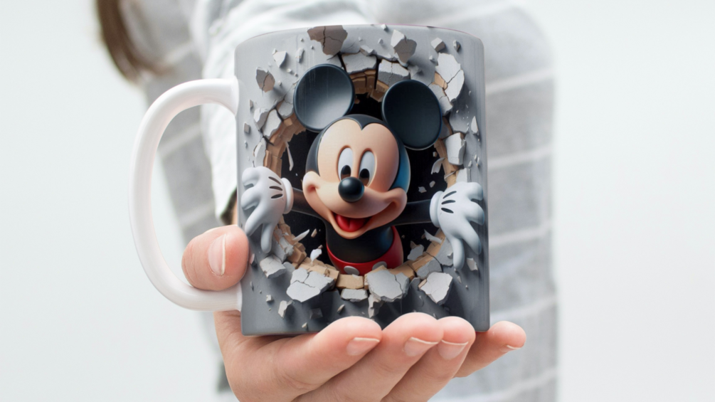 3D Effect Mickey Mouse Cartoon Character Mug Wrap, 11 oz & 15 oz Mug ...