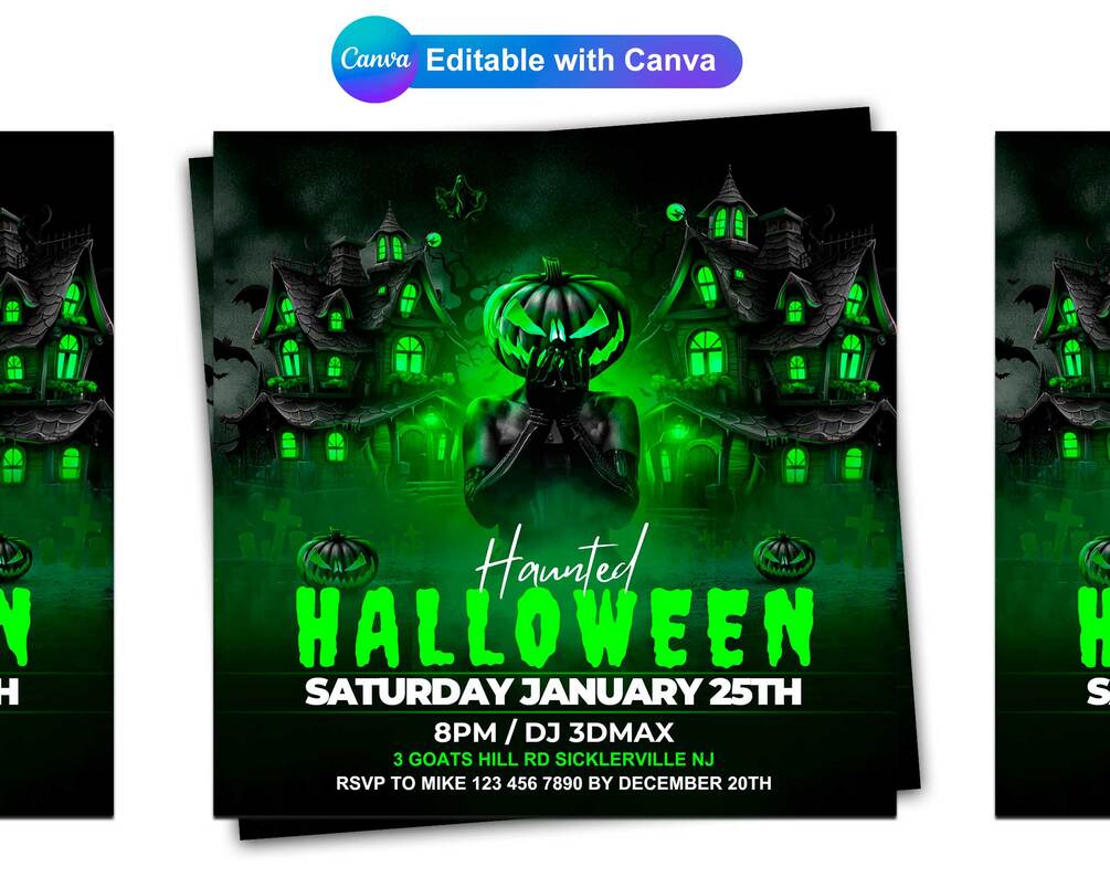 Editable Halloween Party Flyer, Pumpkin Party Flyer, Trick or Treat ...