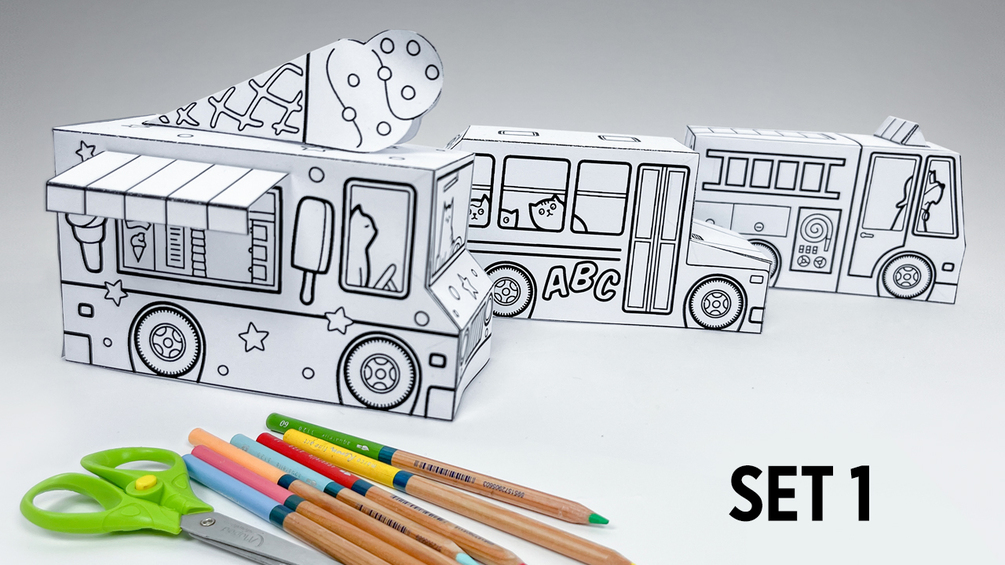 Paper Toy Cars Set 1, Printable Activity Sheets, Paper Craft Kit, Cut ...