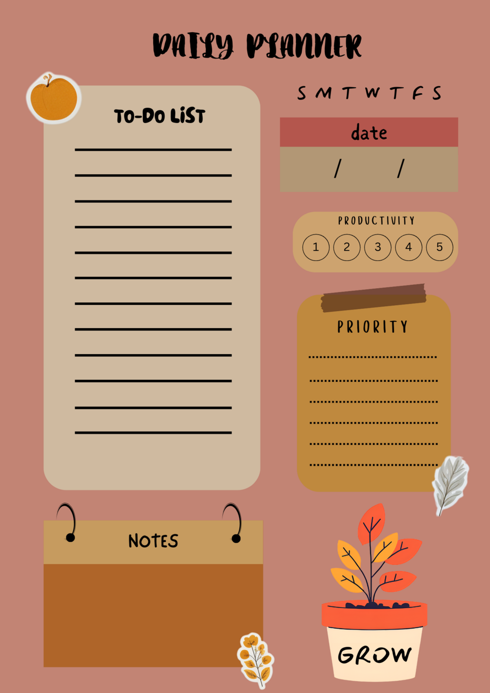 Daily Planner Printable - Autumn Theme