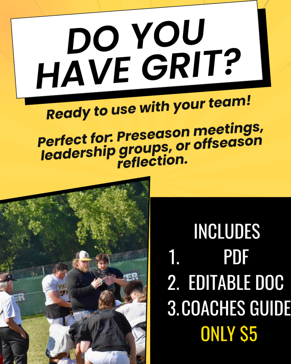 Editable GRIT Worksheet + Coaches Guide (PDF + Google Doc)