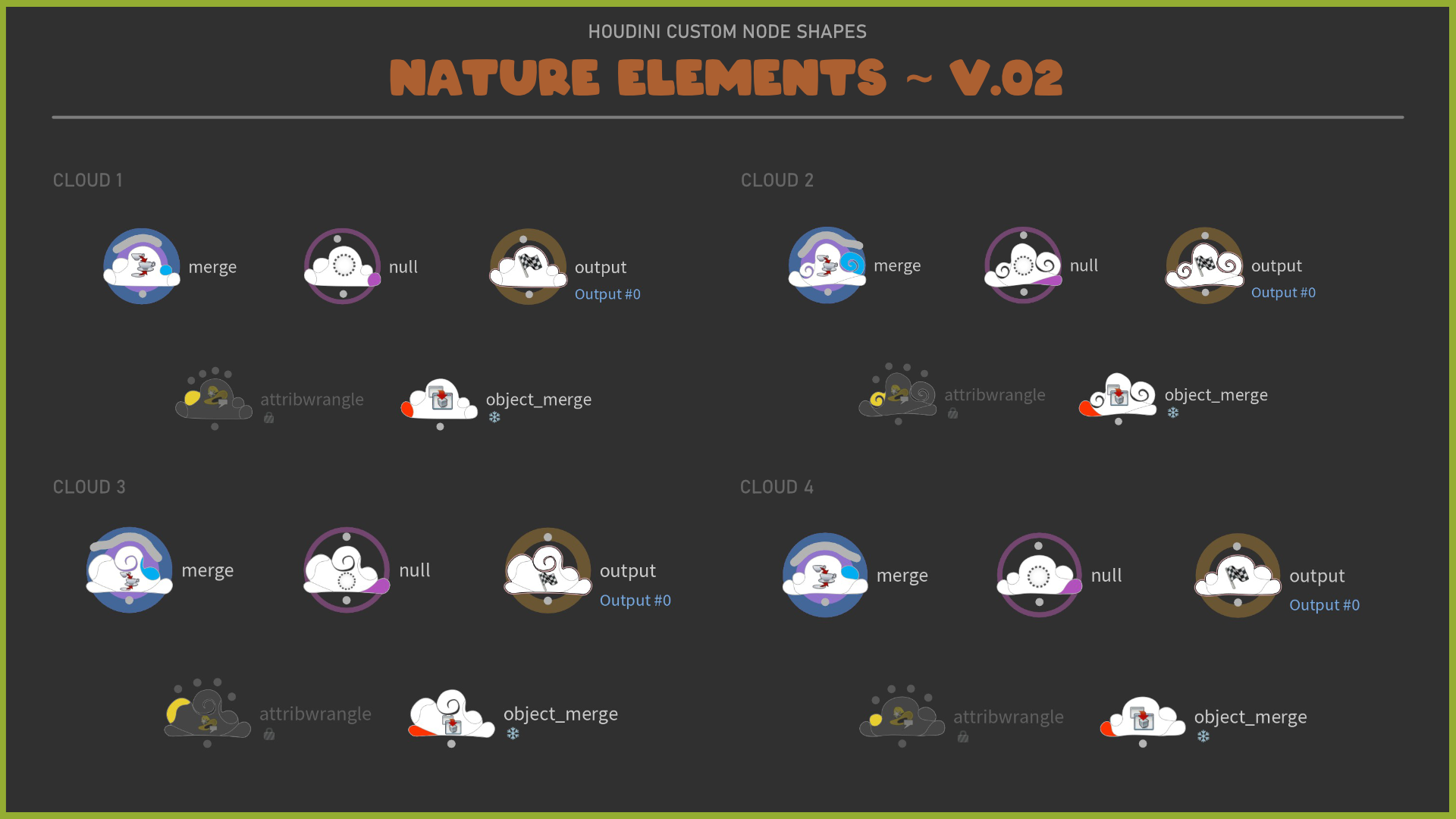 Houdini Custom Node Shapes - NATURE ELEMENTS KIT