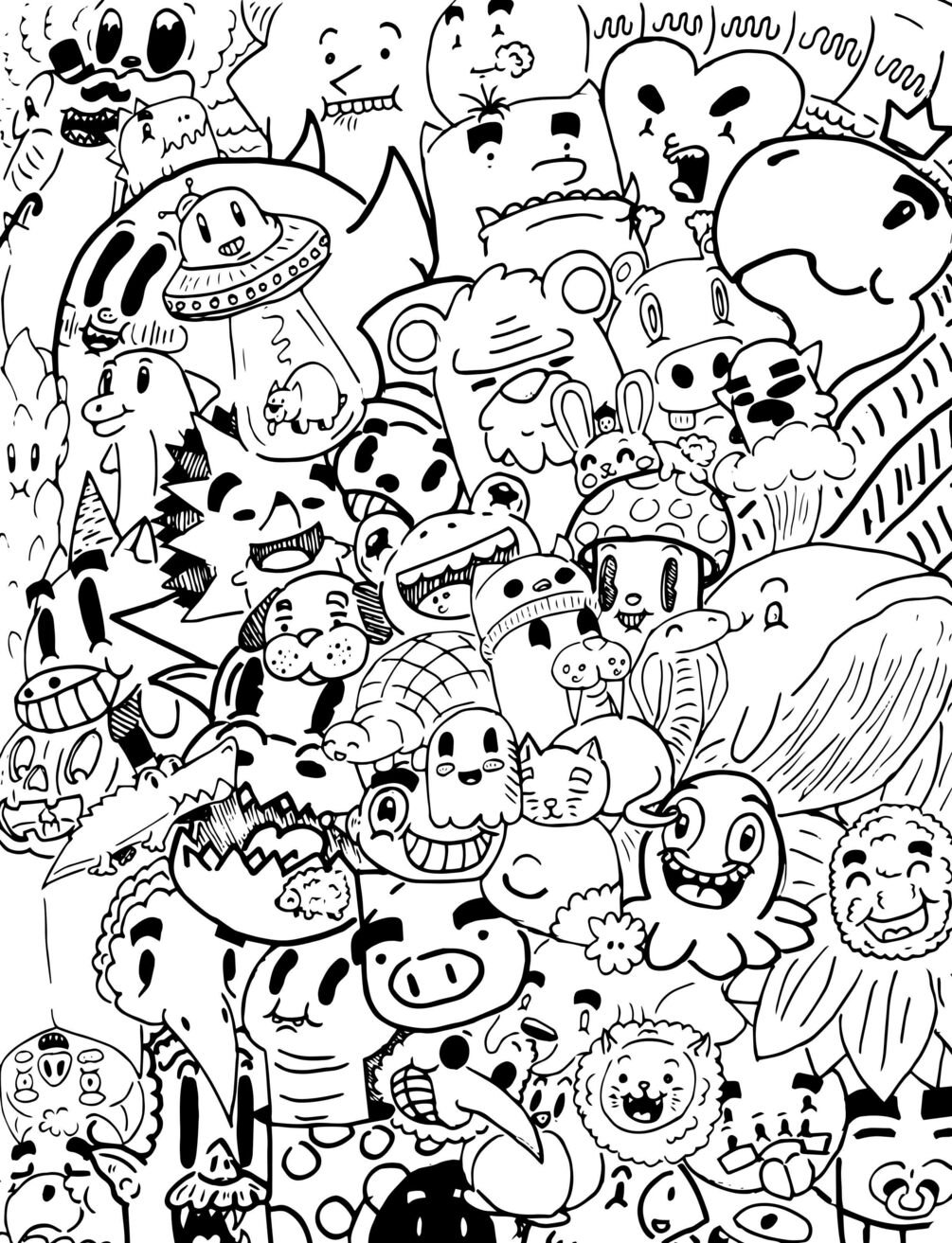 Cute Characters Coloring Page