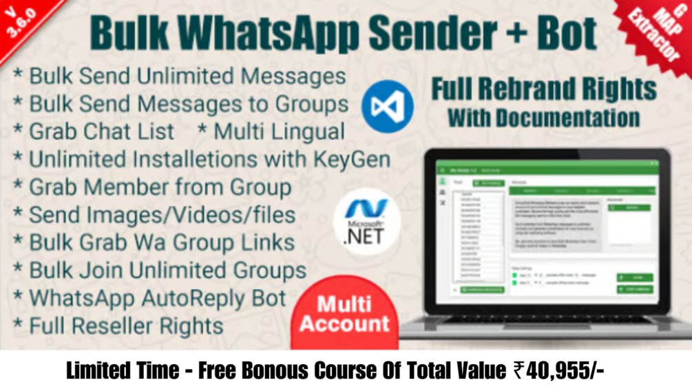 WaSender Pro – Bulk WhatsApp Sender | Auto Reply Bot | Group Messaging Software | Lifetime License