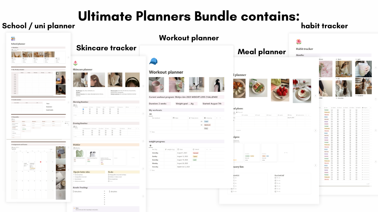 Student planner | School template | aesthetic notion template