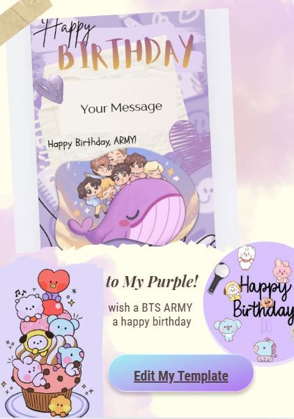 K-pop Birthday Card for BTS Fans – Digital Download