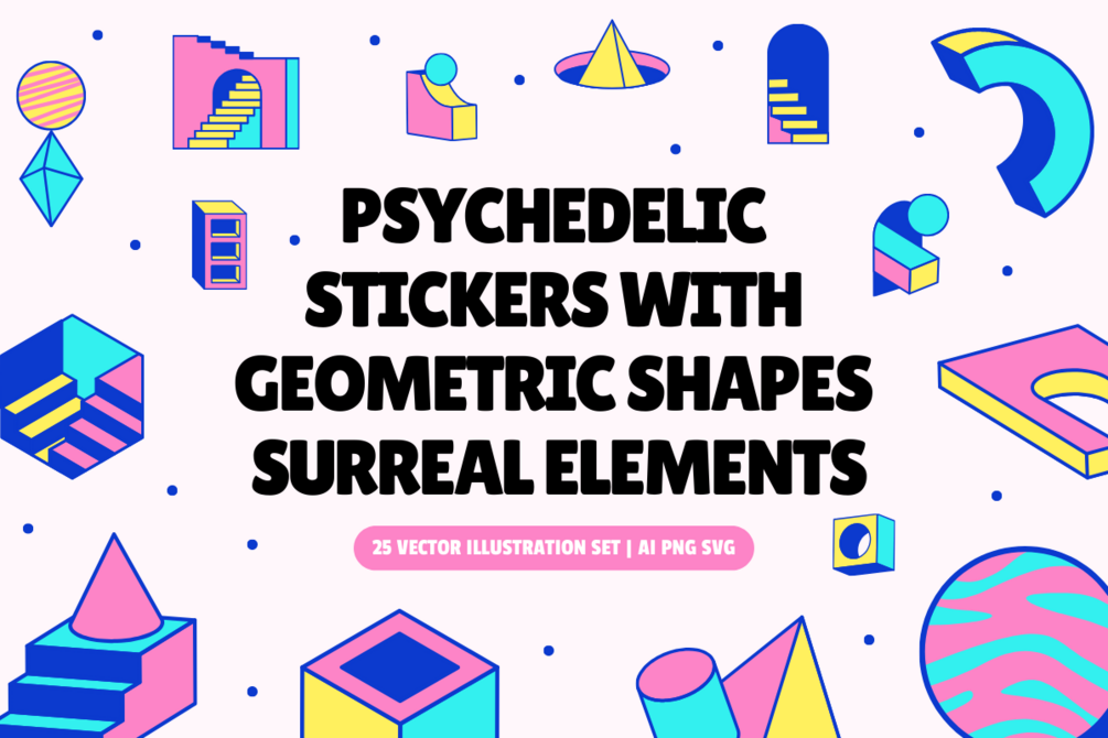 Geometric Psychedelic Sticker Set
