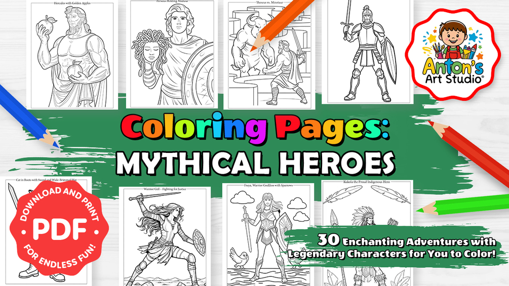 Coloring Pages: Mythical Heroes | 30 Legendary Scenes for Young ...