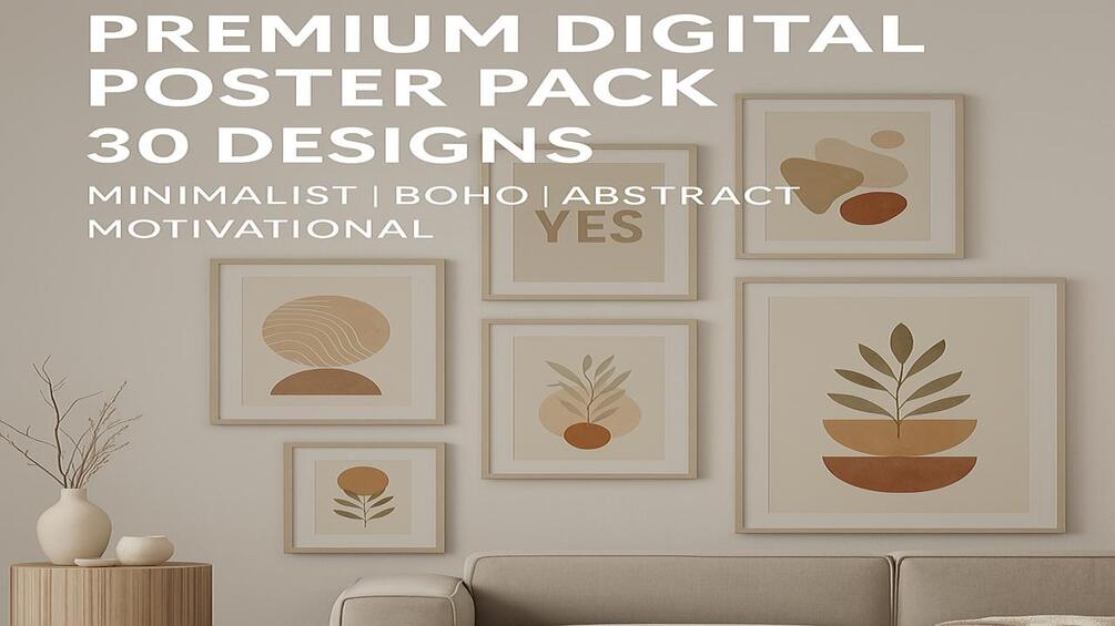Premium Digital Poster Pack – 30 Designs (Minimalist, Boho, Abstract ...