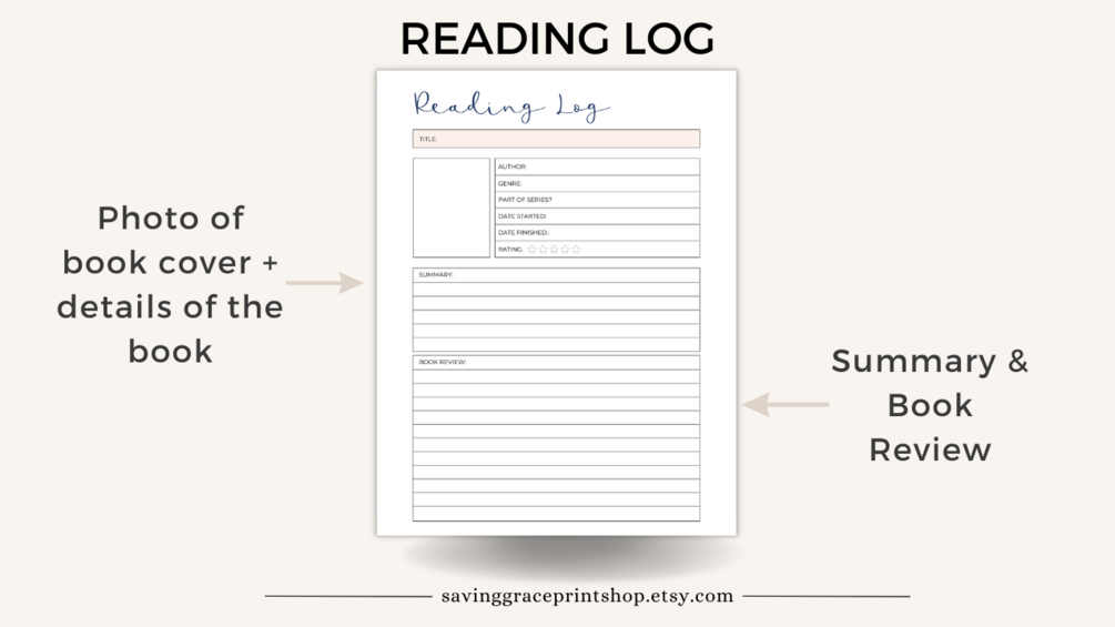 Reading Journal Digital Download Book List To Be Read Printable