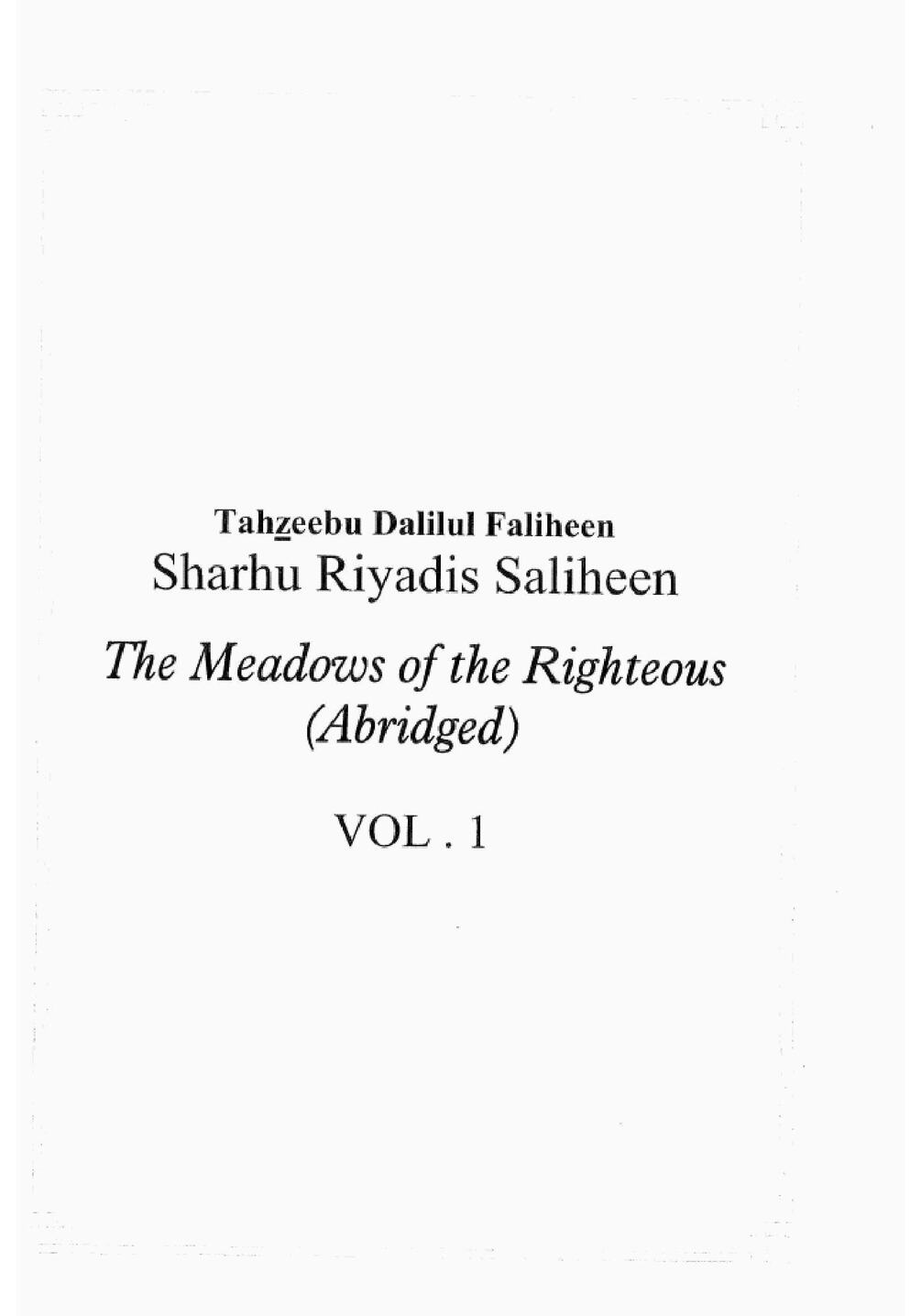 Book of Hadith (Riyad as saliheen) in English