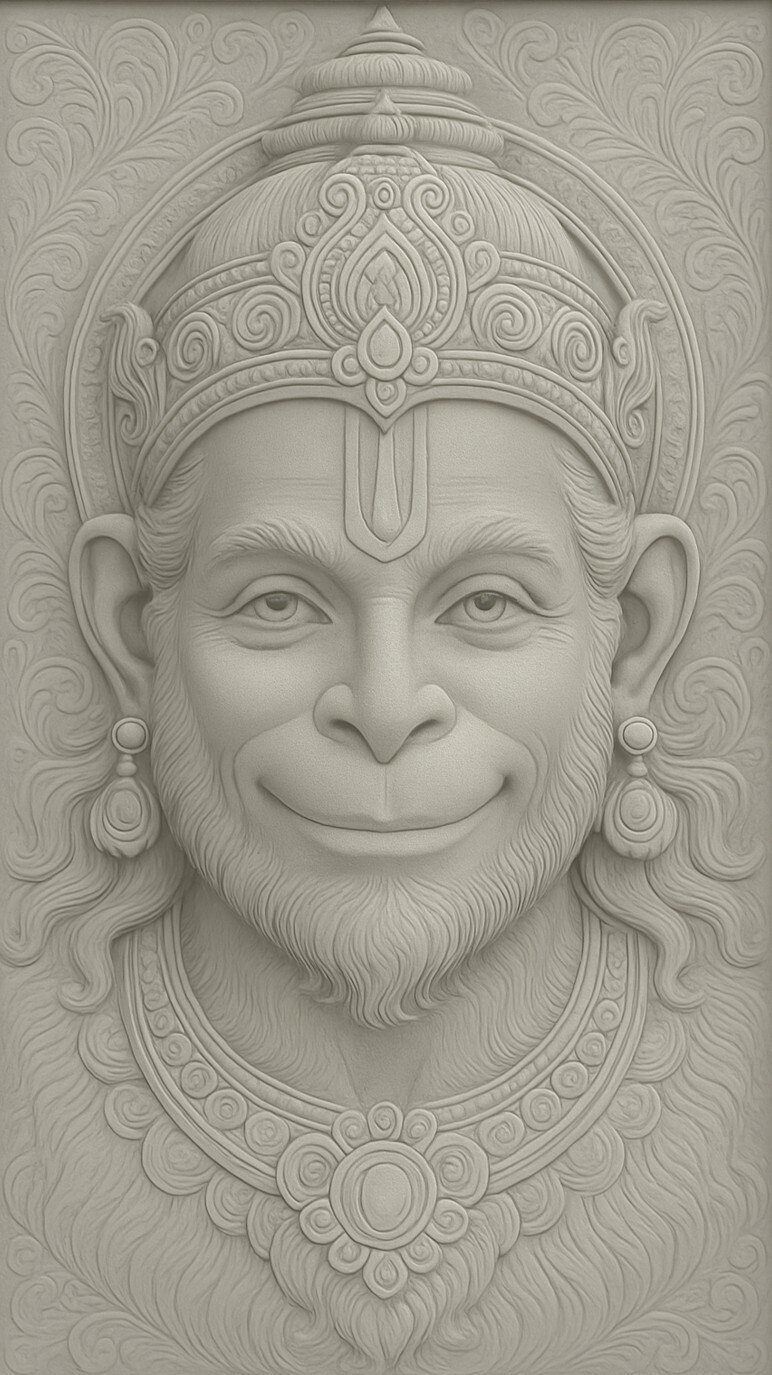 Hanuman Ji Smiling Face CNC Wall Art STL File
