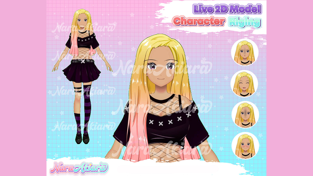 Vtuber Model and Rigging Anime Emo Girl 3 Premade, Live2d ready to use ...